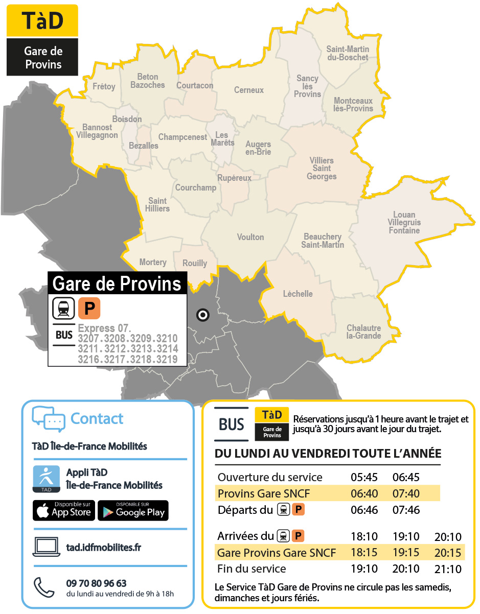 TàD Gare de Provins Carte - Communauté de communes du Provinois